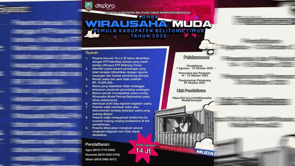 Dispora Beltim Gelar Lomba Wirausaha Muda Pemula 2025, Siapkan Total ...